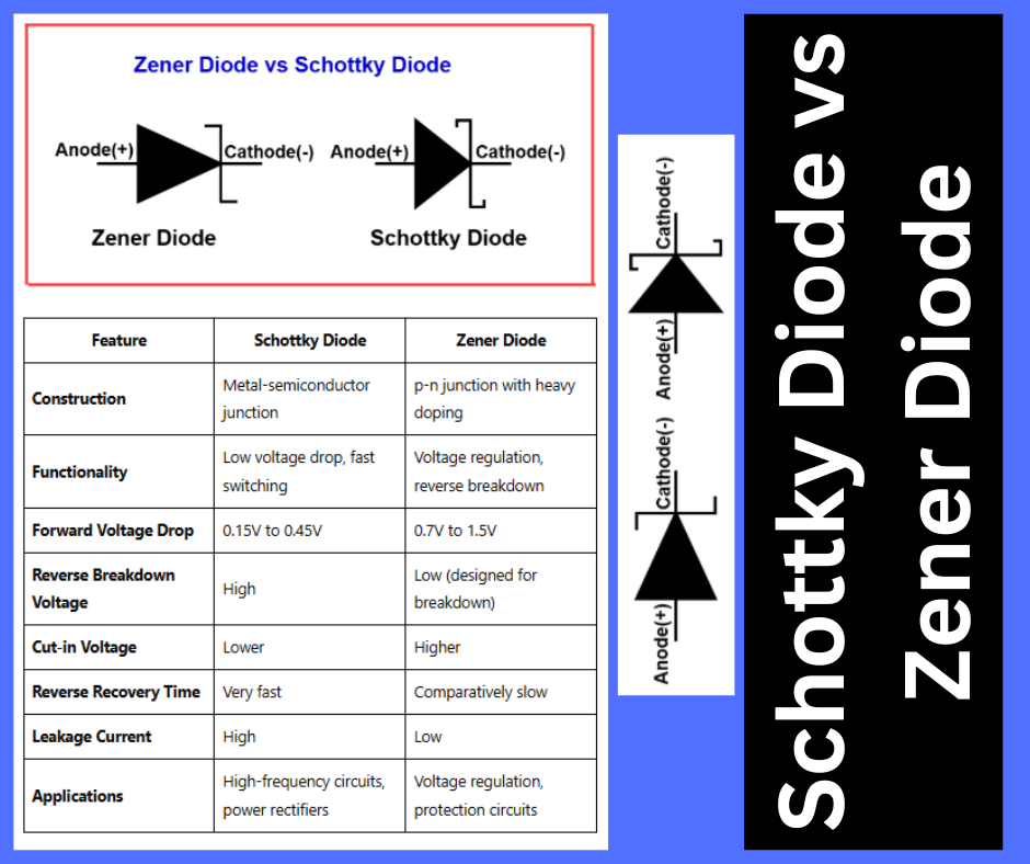 Schottky Diode vs Zener Diode