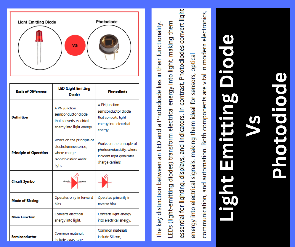 difference between LED and Photodiode